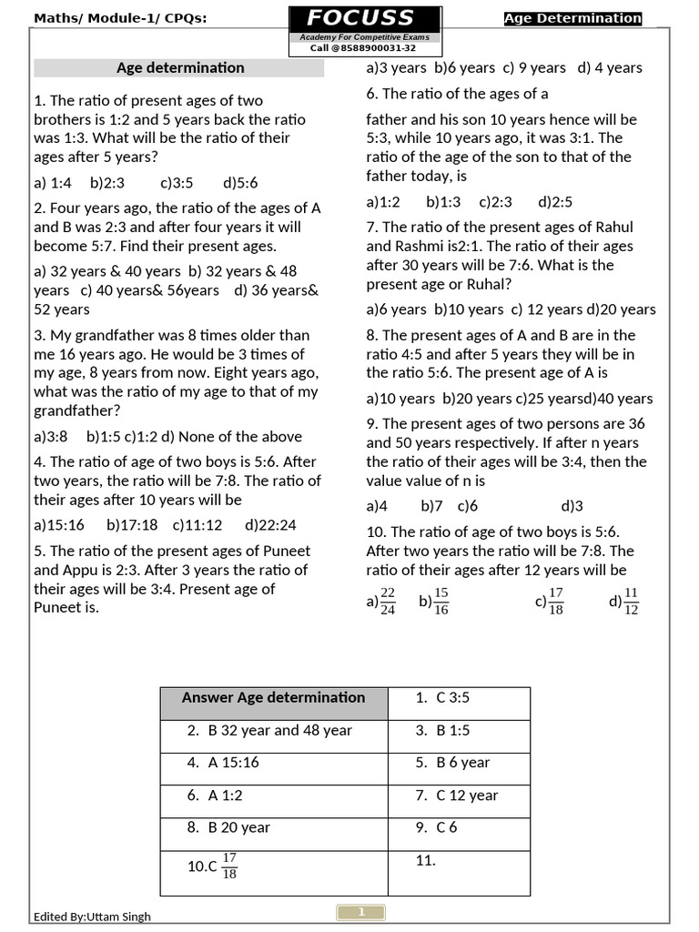Age Determination q10 Ref Uttam Sir CC Kiran Feb15 | PDF