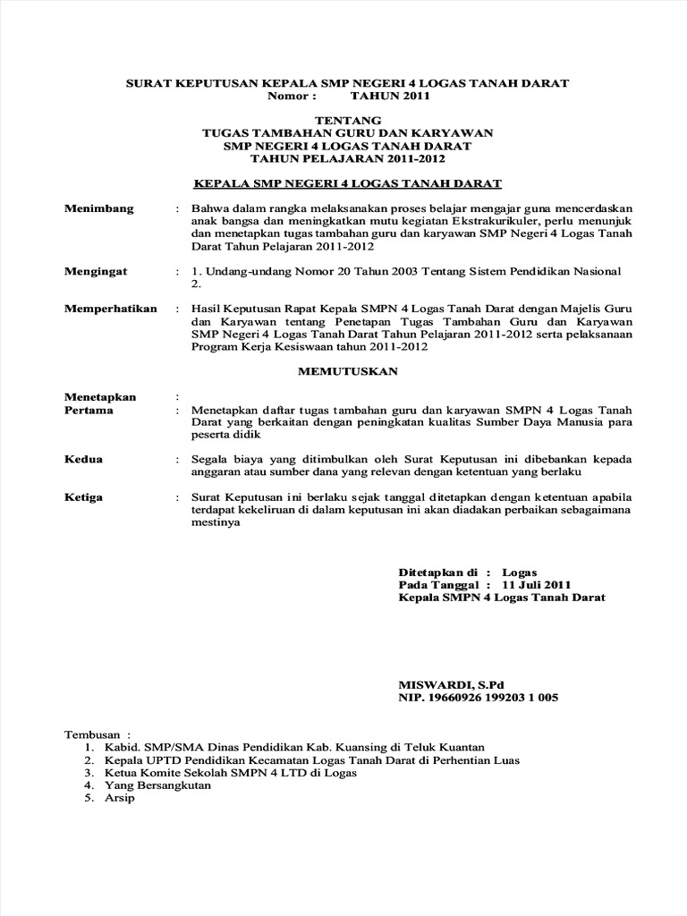 PDF SK Tugas Tambahan Guru Compress | PDF