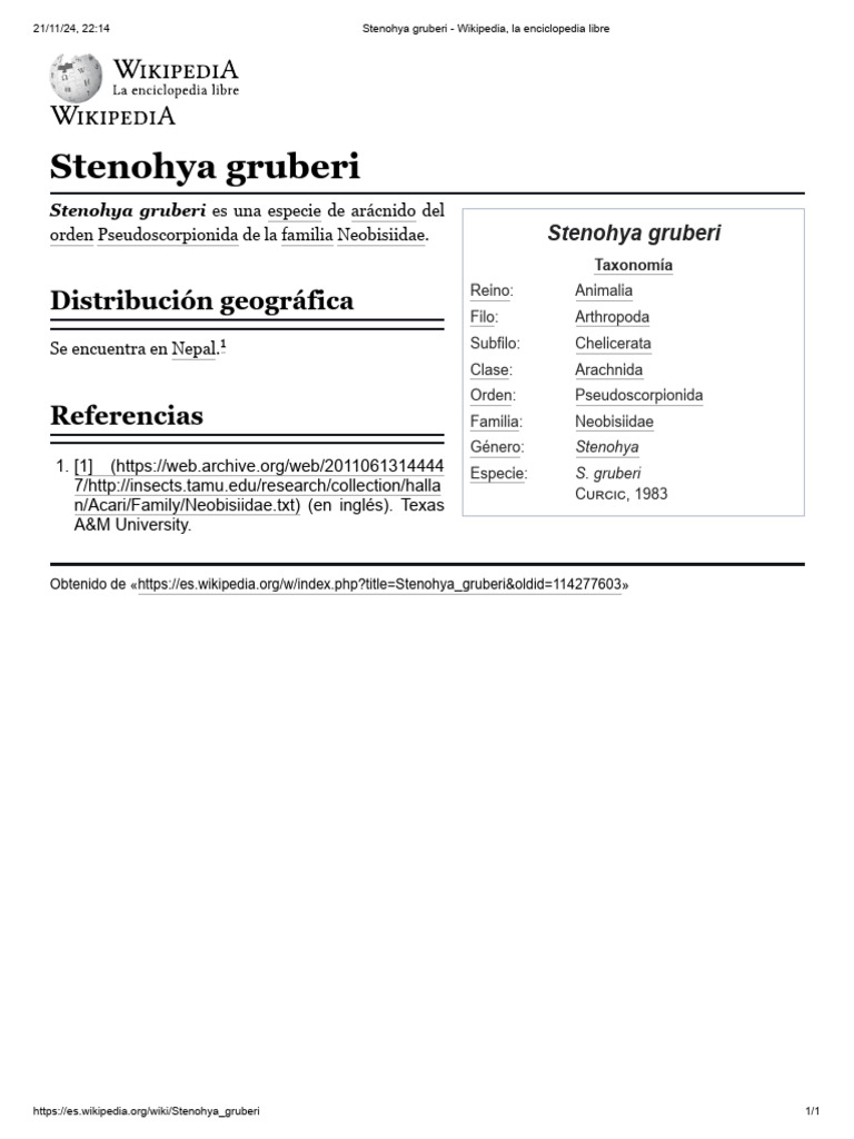 Stenohya Gruberi - Wikipedia, La Enciclopedia Libre | PDF