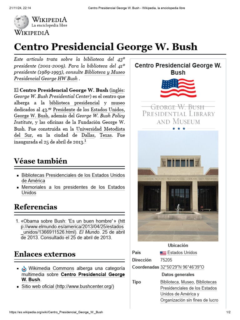 Centro Presidencial George W. Bush - Wikipedia, La Enciclopedia Libre ...
