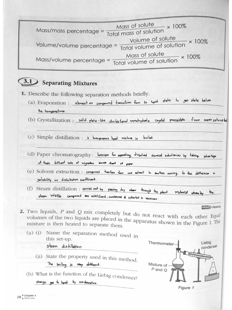 Worksheet Mixtures 1 | PDF | Distillation | Mixture