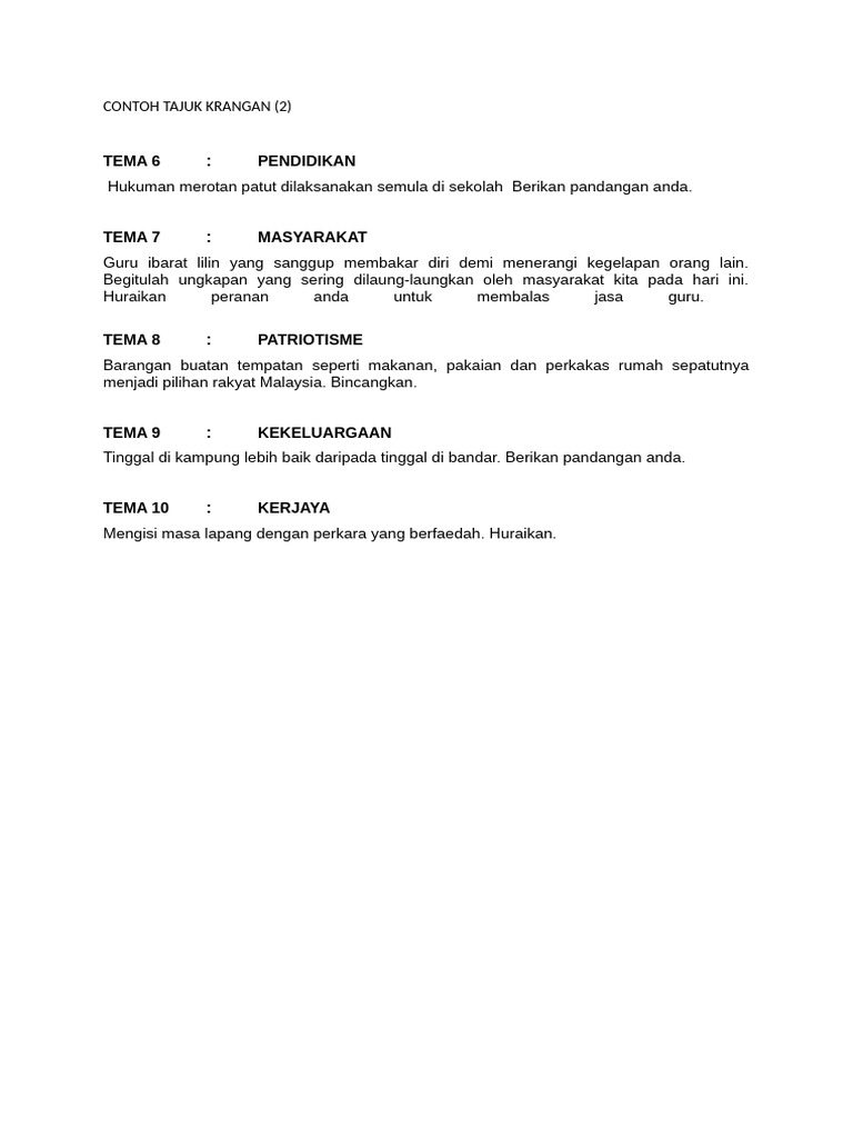 Contoh Tajuk Krangan2 | PDF