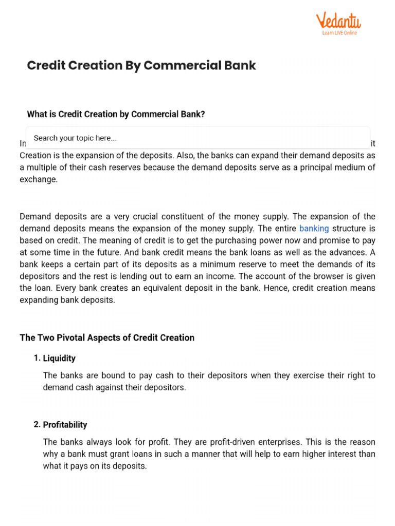 Credit Creation by Commercial Bank | PDF