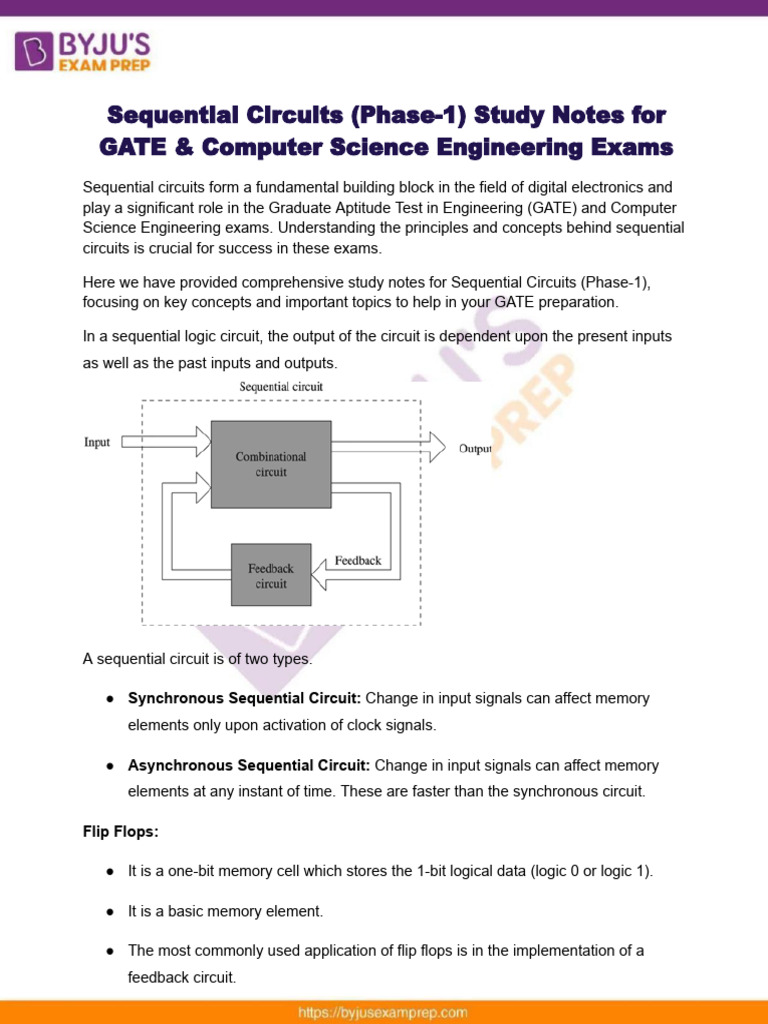 GATE Sequential Circuits Study Notes | PDF | Computer Engineering ...
