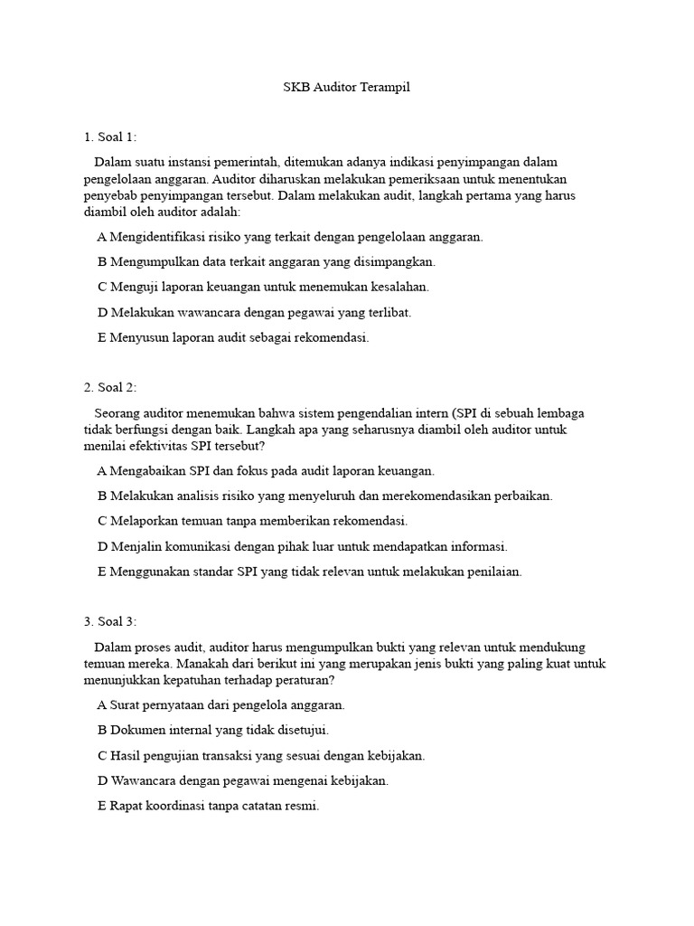 SKB Auditor Terampil | PDF | Bisnis