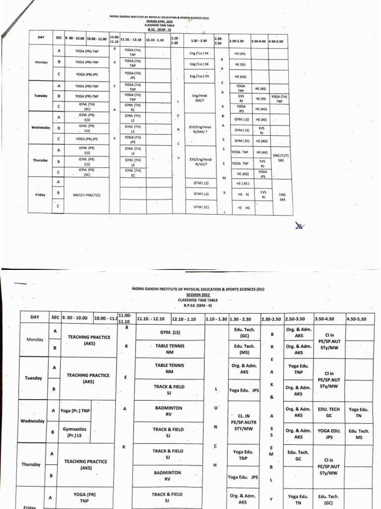 Class Wise Time Table | PDF