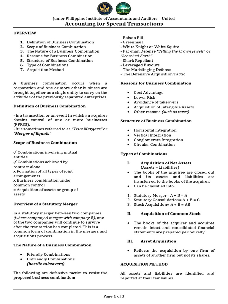 01 - BUSCOM-Statutory Merger and Consolidation | PDF | Mergers And ...