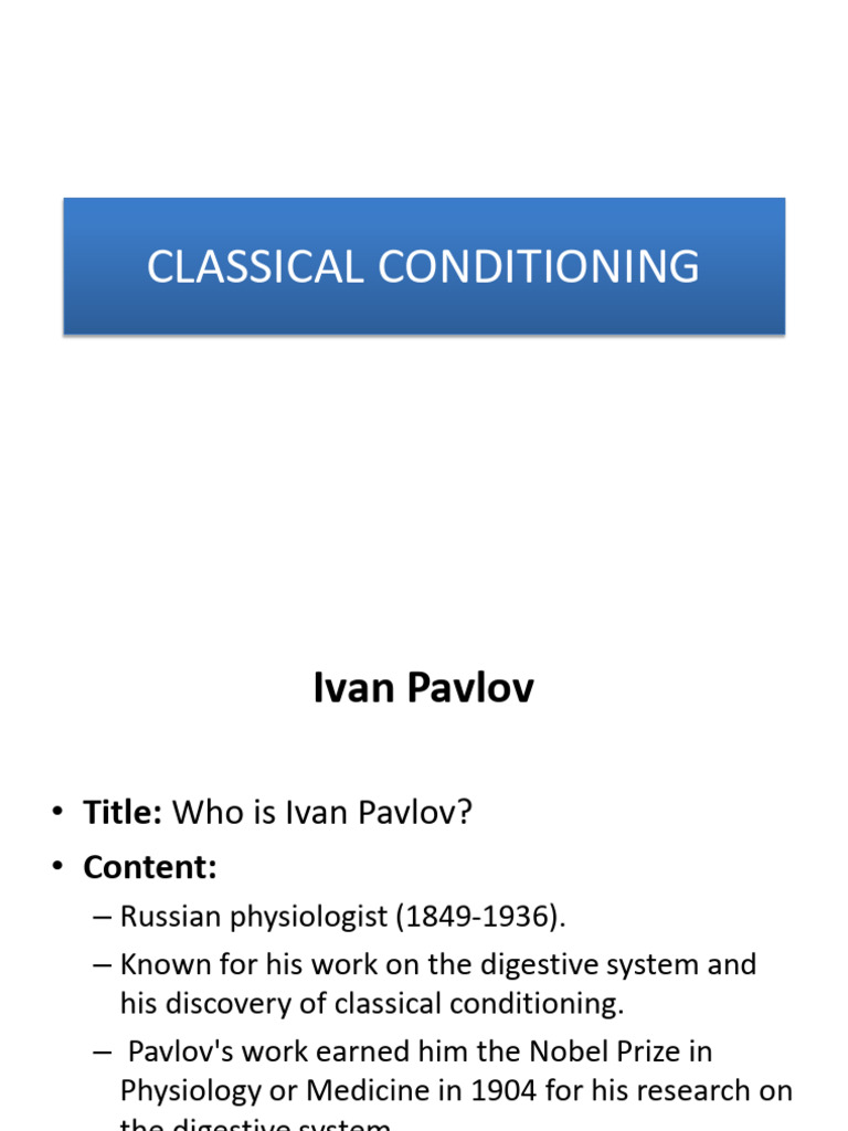 CLASSICAL CONDITIONING | PDF | Classical Conditioning | Learning