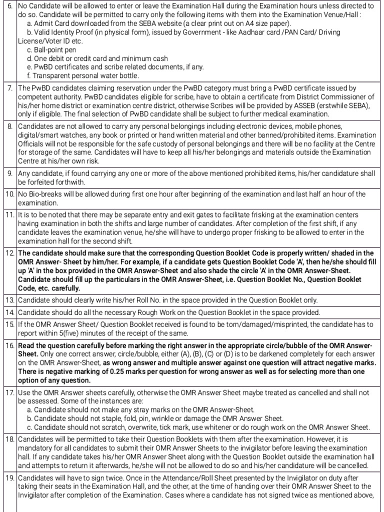 Examination Hall Rules and Regulations | PDF