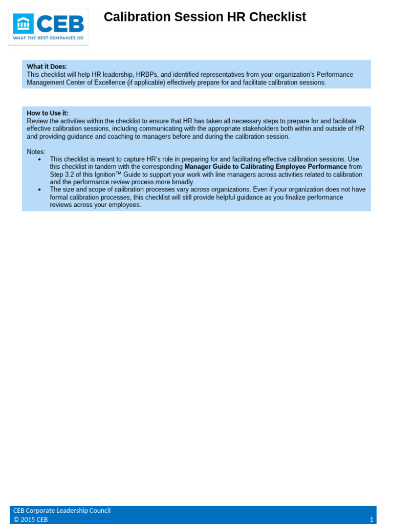 3.2 Calibration Session HR Checklist | PDF | Business | Human Communication