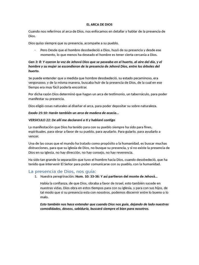 El Arca de Dios | PDF | Arca de la Alianza | Dios