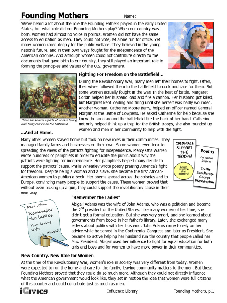 The Role of Founding Mothers in America | PDF | Abigail Adams | John Adams