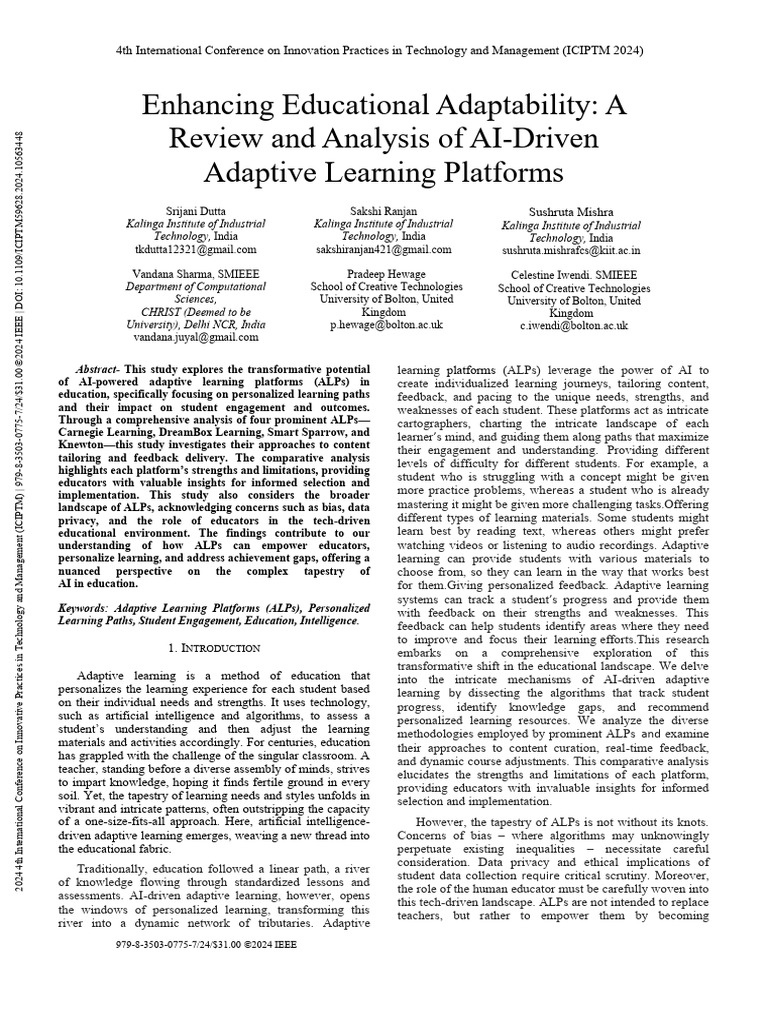 AI-Driven Adaptive Learning Review | PDF | Learning | Artificial ...