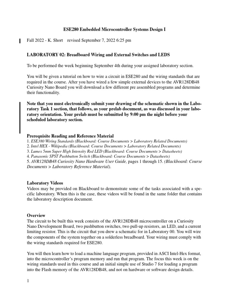 Lab02 Breadboard Wiringext Sws LEDs 280 f22 Rev1 | PDF | Programming | Computer Program