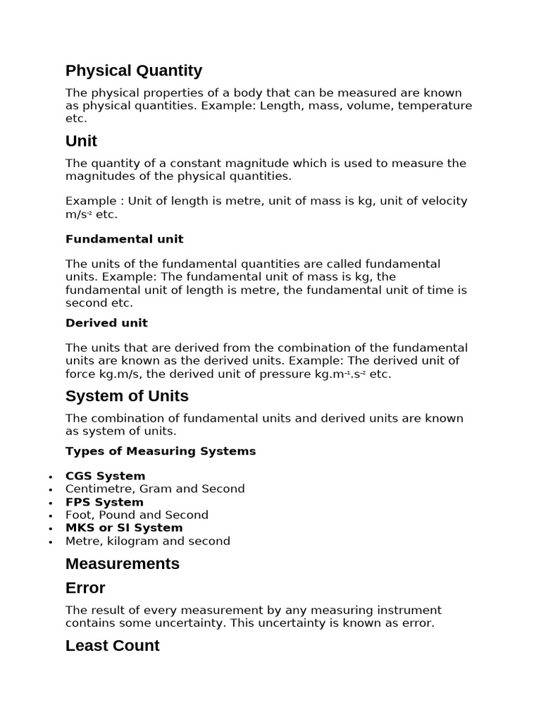 Units and Dimensions | PDF