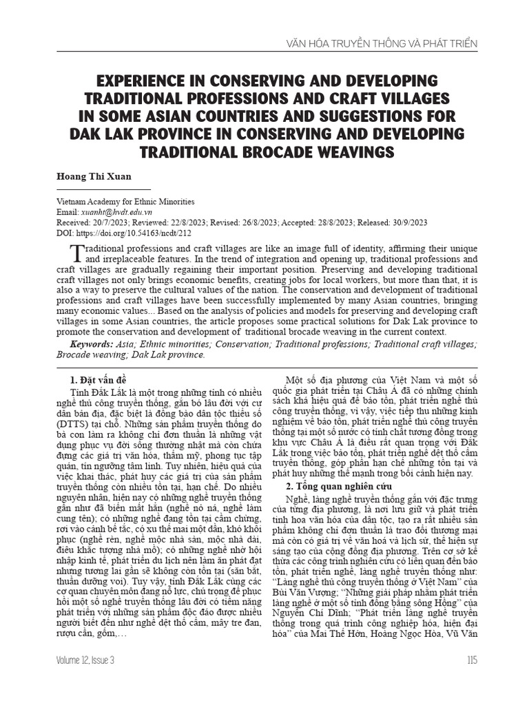 Hoang Thi Xuan: and Irreplaceable Features. in The Trend of Integration ...