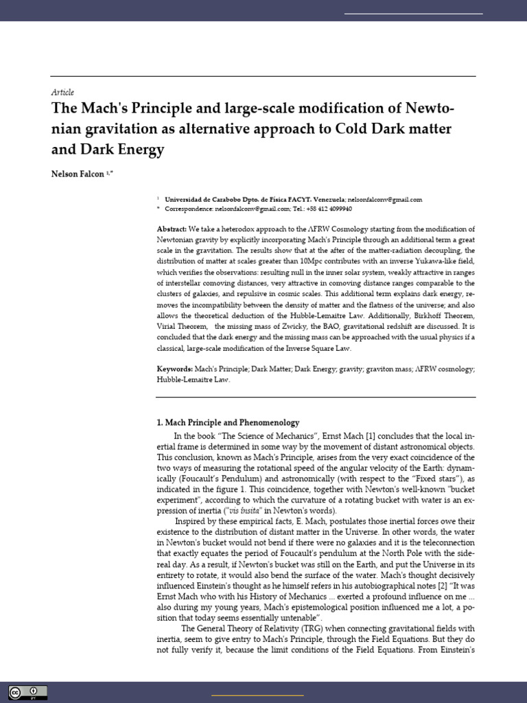 The Mach's Principle and Large-Scale Modification of Newtonian Gravitation As Alternative ...