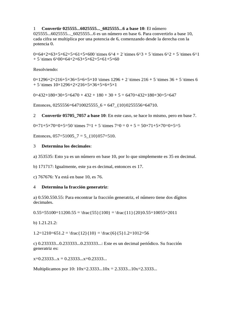 Tarea de Matematica | PDF | Decimal | Exponenciación