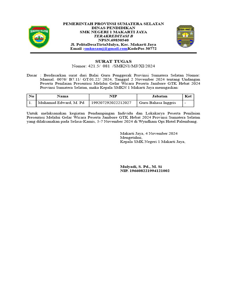 Surat Tugas Cop Makarti | PDF