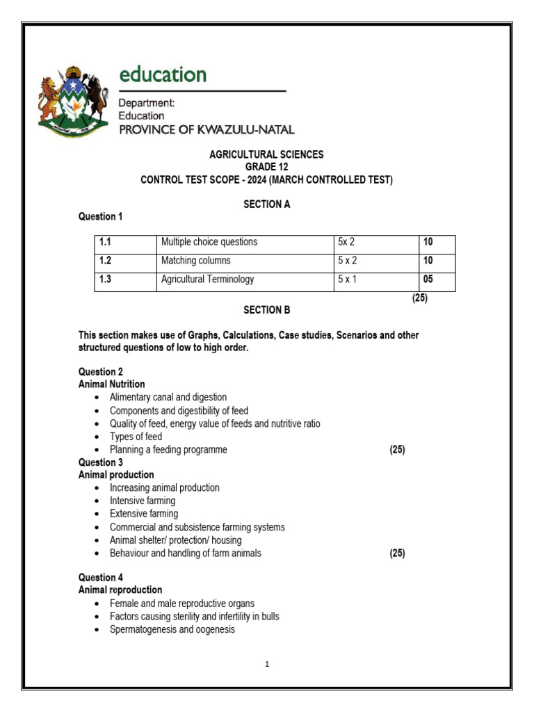 Agric SC Scope Grade 12 Scope-2 | PDF | Parasitism | Cattle