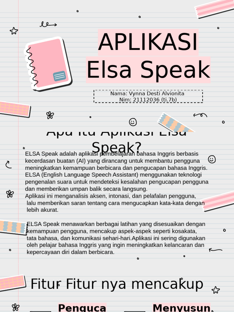 Aplikasi Elsa Speak: Nama: Vynna Desti Alvionita Nim: 21112036 (Ti.7b ...