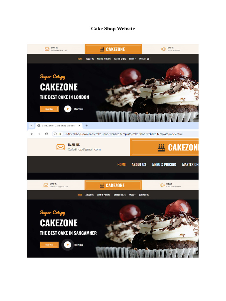 Cake Shop Website | PDF