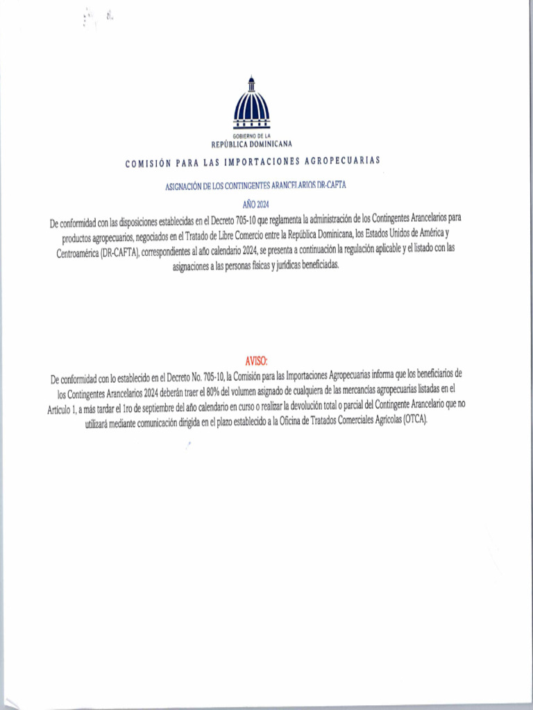 Asignacion DR CAFTA 2024 | PDF
