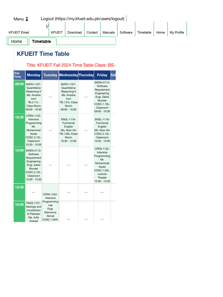 My KFUEIT - Dashboard | PDF