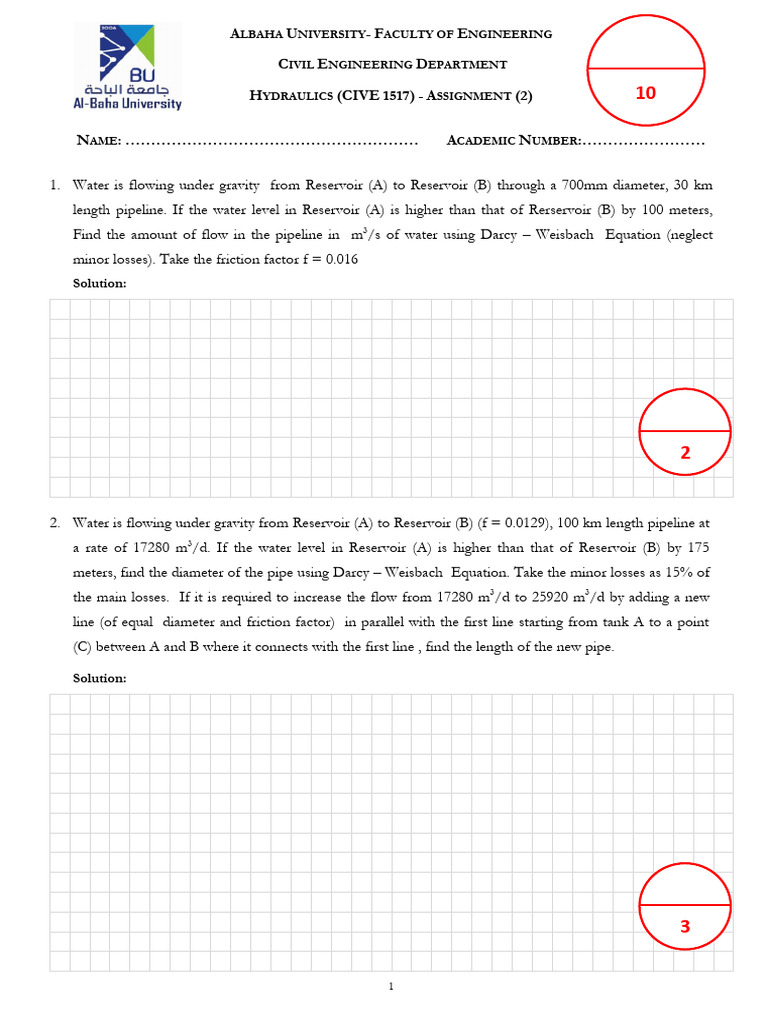 Hydraulics Assignment 2-1446 | PDF | Classical Mechanics | Civil Engineering