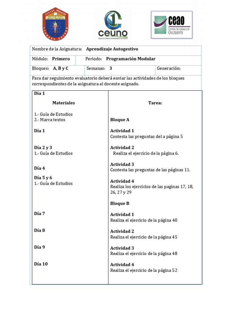 Guía de Aprendizaje Autogestivo | PDF