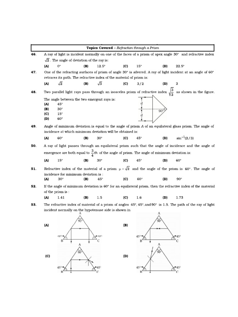 L1 S4 Refraction Thru A Prism | PDF