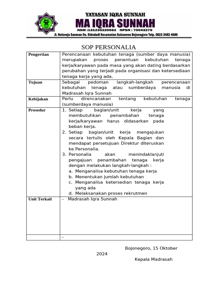 Sop Personalia | PDF