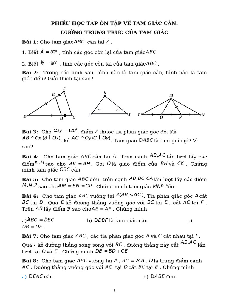 Phieu B7 Tam Giac Can. Duong Trung Truc Cua Doan Thang | PDF