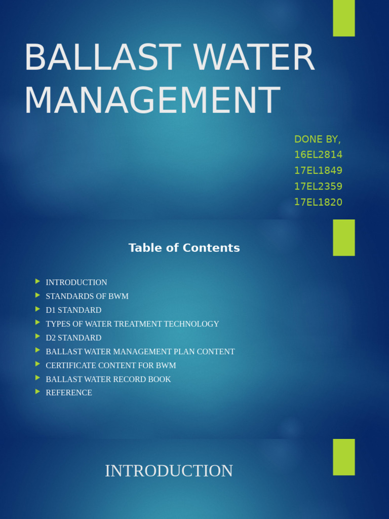 Ballast Water Management | PDF | Ships | Water