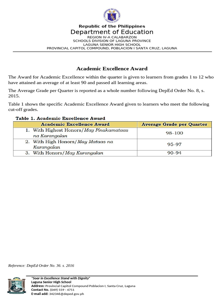 Academic Excellence Award | PDF