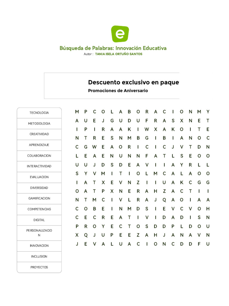Imprimir Sopa de Letras - Búsqueda de Palabras - Innovación Educativa ...