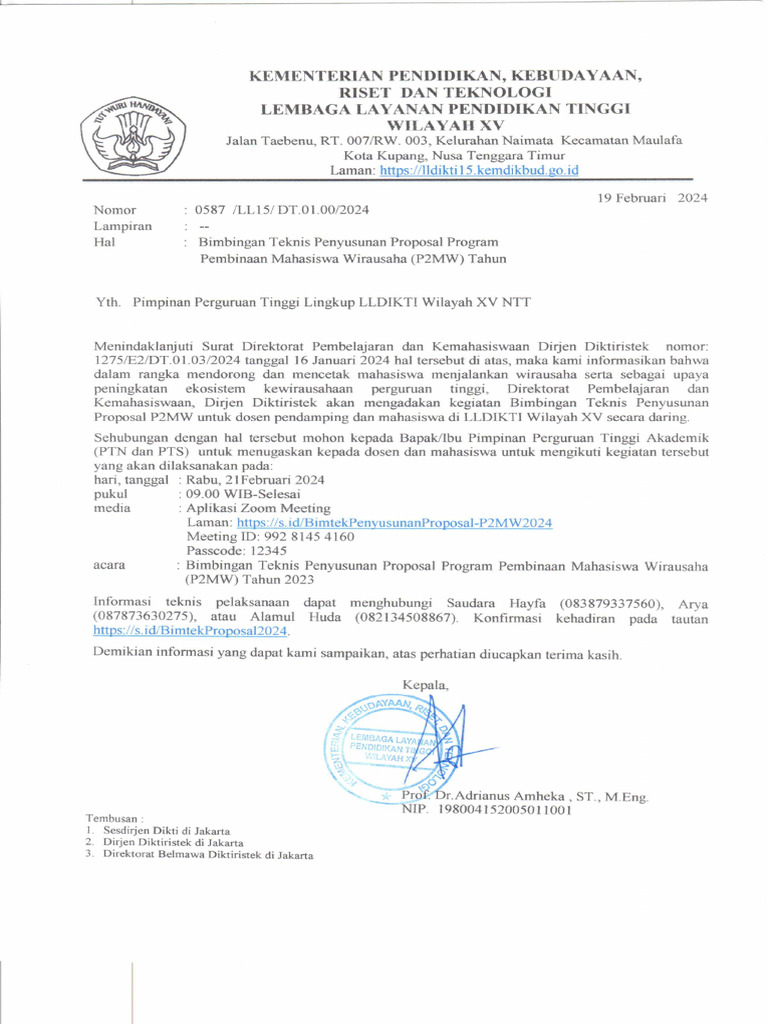 0587-Bimtek-Penyusunan-Proposal P2MW 2024 | PDF