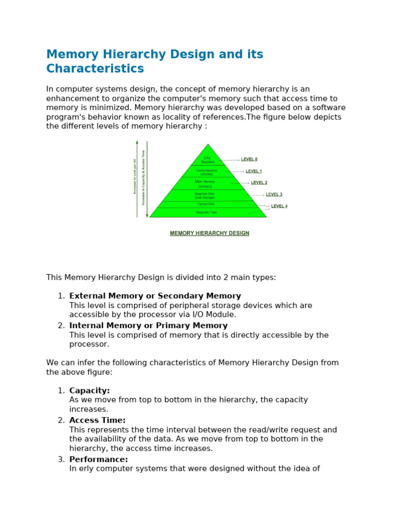 Memory Hierarchy Design and Its Characteristics | PDF | Computer Data Storage | Central ...