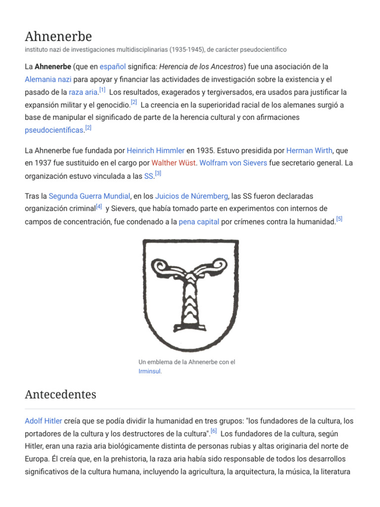 Ahnenerbe - Wikipedia, La Enciclopedia Libre | PDF | Alemania nazi