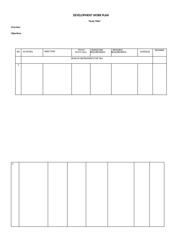 Development Work Plan Template | PDF