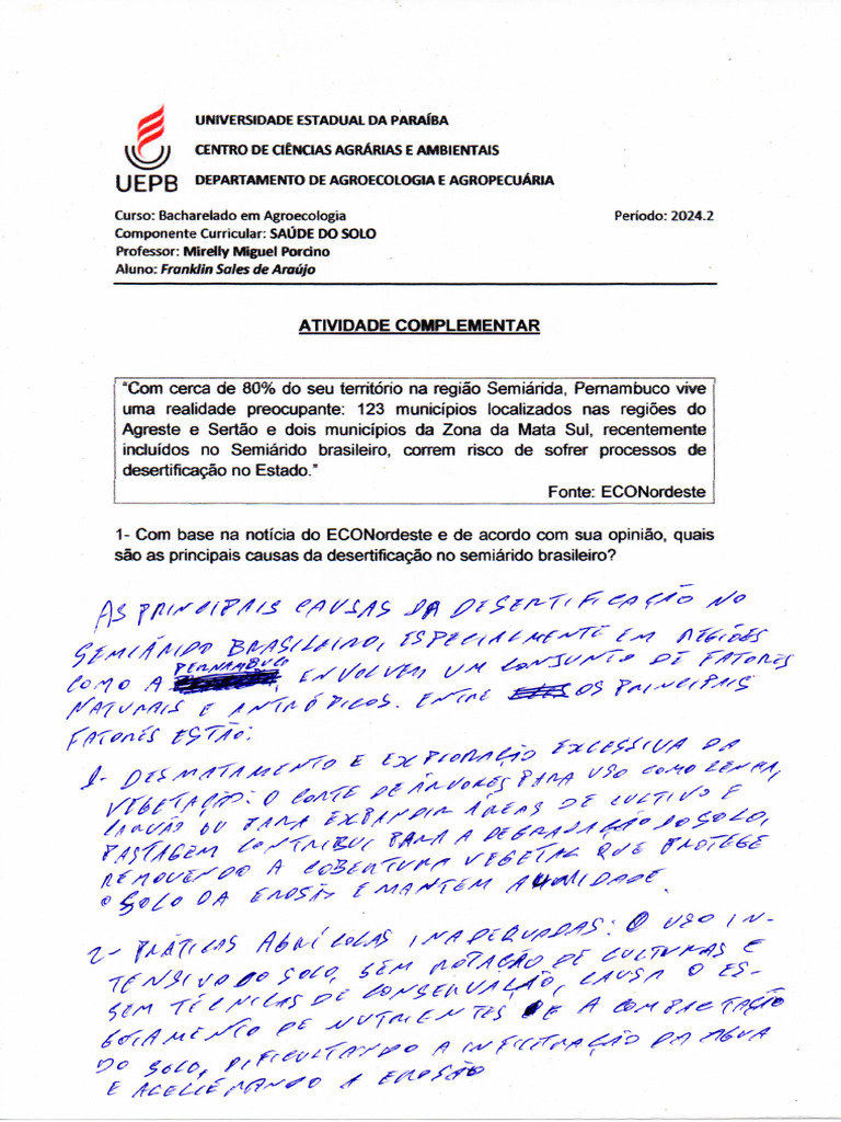 Atividade Complementar 3 - Franklin Sales de Araújo | PDF