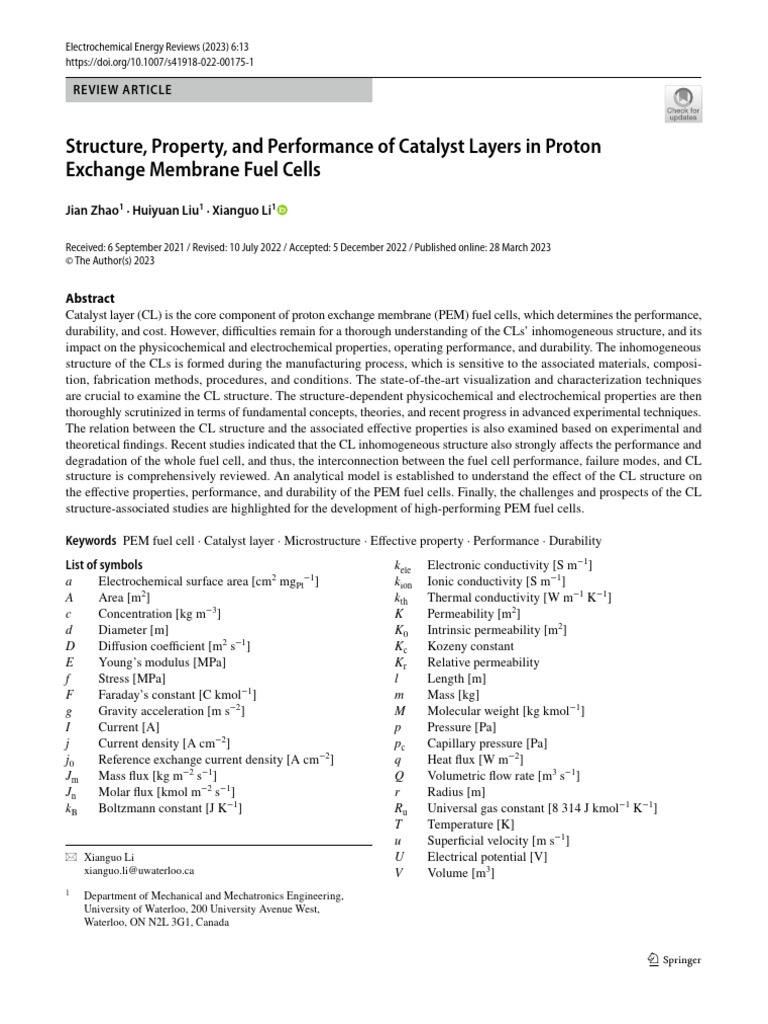 Structure, Property, and Performance of Catalyst Layers in Proton ...