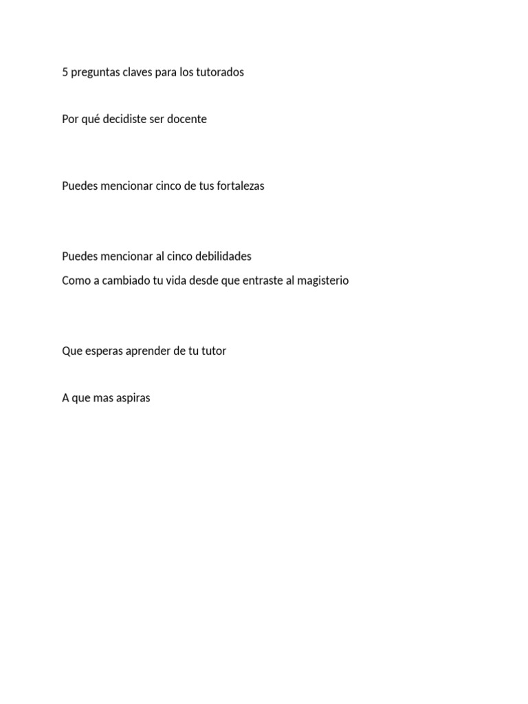 5 Preguntas Claves para Los Tutorados | PDF