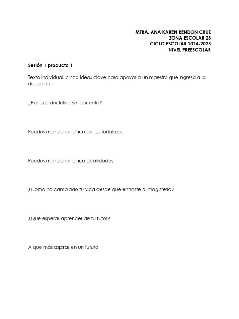 Fortalezas y Aspiraciones de Karen Rendón | PDF