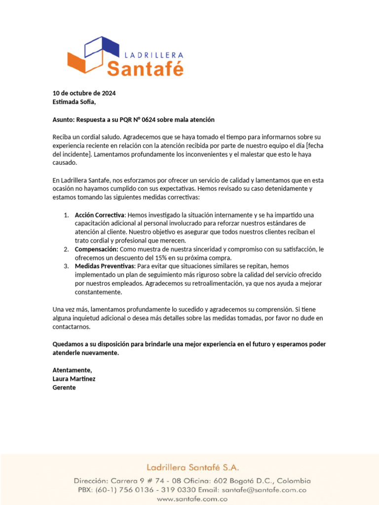 Carta PQRS | PDF | Crecimiento personal y profesional