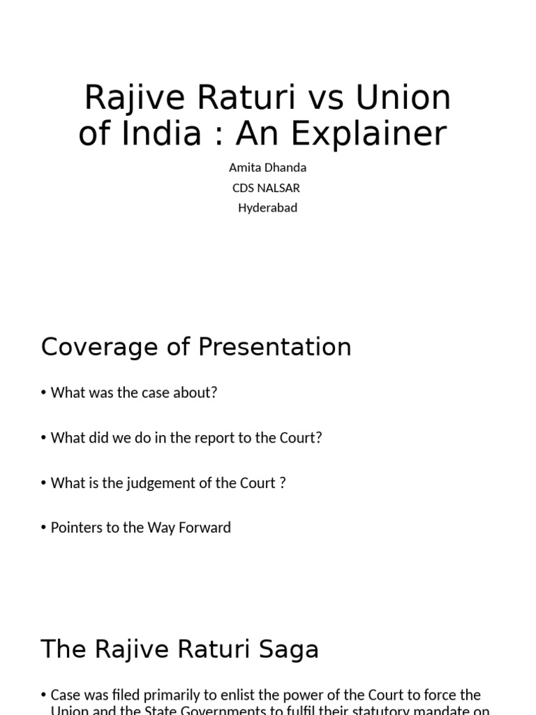 CDS NALSAR Explainer Rajive Raturi Vs Union of India | PDF | Accessibility | Justice