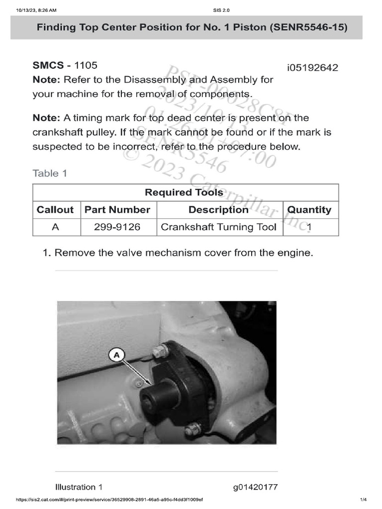 Finding Top Center Position For No. 1 Piston (SENR5546-15) | PDF