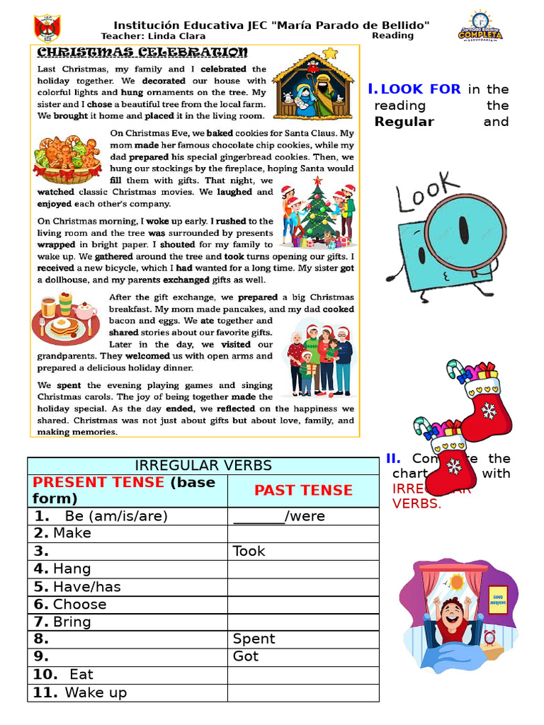 S. Past Verbs - at Christmas - Reading | PDF
