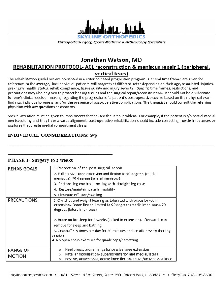 ACL Reconstruction Rehab Protocol Guide | PDF | Knee | Anatomical Terms ...