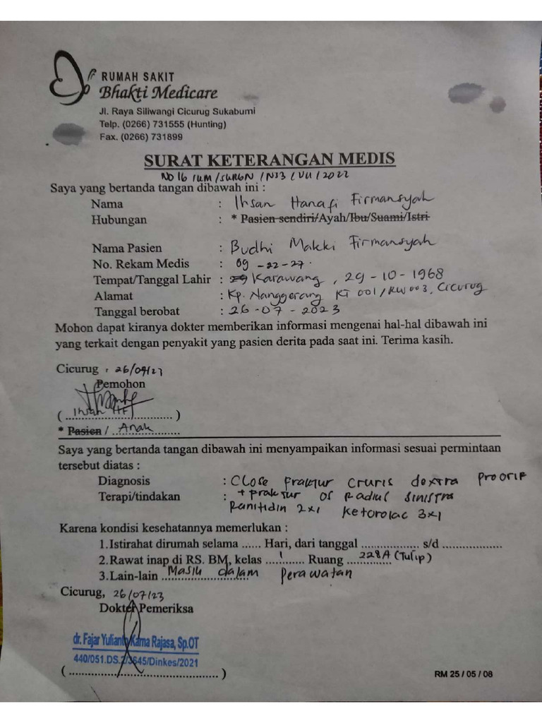 Surat Keterangan Medis | PDF